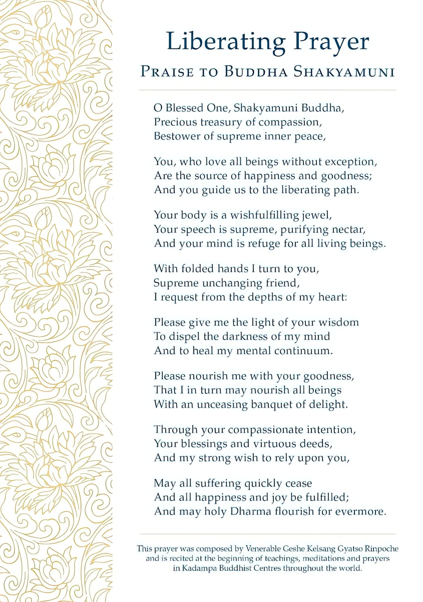 Oral Transmission of Liberating Prayer for Modern World - Kadampa Buddhism